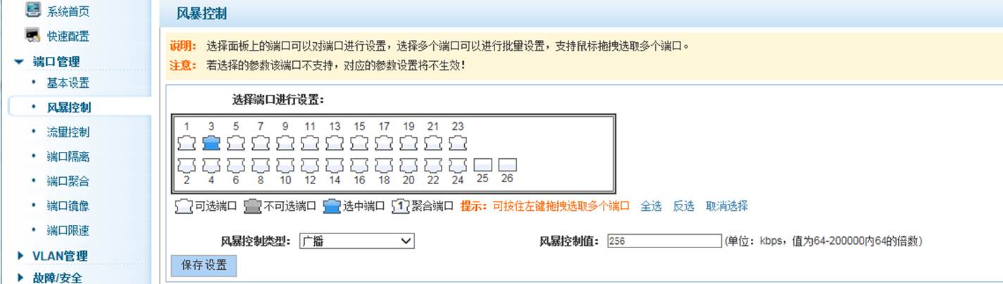 （4） Gi0/4广播/未知单播512Kbps