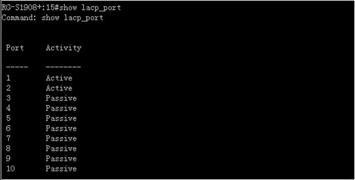 输入命令：showlacp_port。